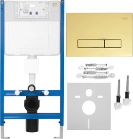 Rea Rea, Podomítkový WC systém K011A-Q + tlačítka HD Gold, KPL-E9560