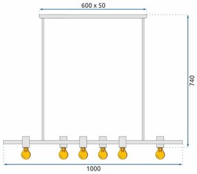 Toolight - Kovová industriální stropní lampa 6xE27 APP480-6CP, černá, OSW-00906