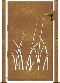 Zahradní branka 100 x 125 cm z corten oceli, design s trávou 153174