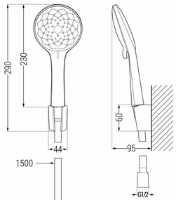 Mexen Sabre R74 vanová baterie se sprchovou sadou, Černá - 7213R74-70