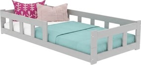 Benlemi Nízké jednolůžko FENCE 4v1 se zábranou 120x200 cm + matrace ADAPTIC Zvolte barvu: Světle šedá, Zvolte zábranu: S jednou zábranou vlevo