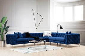 Designová rohová sedačka Rococo modrá - levá
