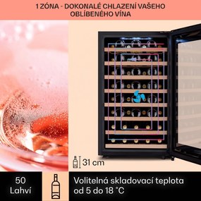 Klarstein Barossa 50 Uno, vinotéka, 120 l/52 lahví, 1 zóna, dotykové ovládání