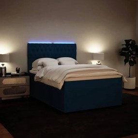 Box spring postel s matrací modrá 140 x 200 cm samet 3294668