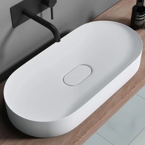 Rea iris, umyvadlo na desku z konglomerátu 700x355x105 mm, bílá matná, REA-U4305