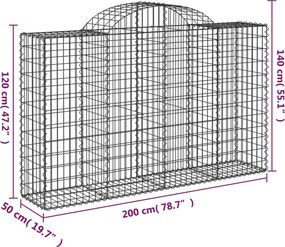 Klenutý gabionový koš 200 x 50 x 120/140 cm pozinkované železo 153496