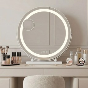 Rea MAKE-UP, kosmetické LED zrcadlo 40 cm v bílém rámu k postavení, HOM-12019