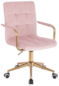 LuxuryForm Židle VERONA GOLD VELUR na zlaté podstavě s kolečky - růžová
