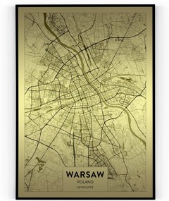 Plakát / Obraz Mapa Warsaw Pololesklý saténový papír 210 g/m² A4 - 21 x 29,7 cm