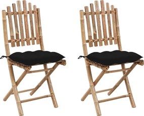 vidaXL Skládací zahradní židle s poduškami 2 ks bambus [3064002] Barva: Červená