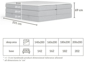 Světle šedá boxspring postel s úložným prostorem/bez čela 140x200 cm Juniper – Maison de Rêve