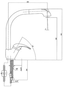 Sapho, AXUS stojánková dřezová baterie s výsuvnou sprškou, výška 345mm, chrom, 1112-72
