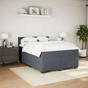 Box spring postel s matrací tmavě šedý 140 x 190 cm samet 3288619