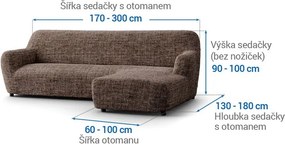 Bielastické potahy VITTORIA hnědá sedačka s otomanem vpravo (š. 170 - 300 cm)