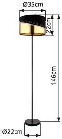 Globo 54046S - Stojací lampa OR 1xE27/60W/230V pr. 35 cm černá/zlatá