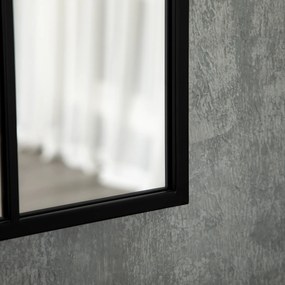 HOMCOM nástěnné zrcadlo okenní zrcadlo 70 x 50 cm dekorativní s kovovým rámem, závěsné zrcadlo do obývacího pokoje ložnice v černé barvě | Aosom.de