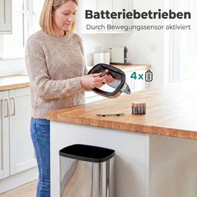 HOMCOM Automatický odpadkový koš se senzorem Odpadkový koš kuchyňský nerez 50/68L Stříbrná (50L) | Aosom