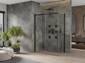 Mexen Omega sprchový kout 150x80cm, 8mm sklo, černý profil-čiré sklo, 825-150-080-70-00