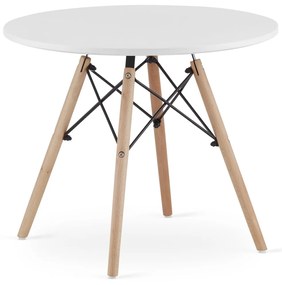 LEOBERT Moderní skandinávský konferenční stolek, bílá kulatá deska, 60 cm