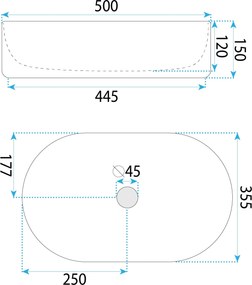 Rea Oktawia Saturn, umyvadlo na desku 500x355x150 mm, imitace kamene, REA-U3529
