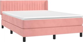 Box spring postel s matrací růžová 140x190 cm samet 3131080