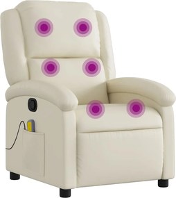 Masážní polohovací křeslo krémové, umělá kůže 3205448