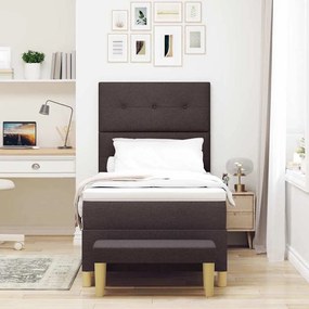 Postel s boxspringem s čelo Tmavě hnědá 200 x 80 cm textil 3344257