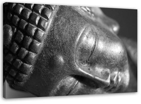 Obraz na plátně Hlava Buddhy černá a bílá - 60x40 cm