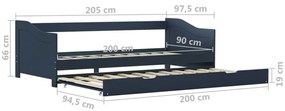 Petromila Rám vysouvací postele/pohovky šedý borové dřevo 90 x 200 cm