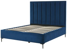 Sametová postel s nočními stolky 140 x 200 cm modrá SEZANNE Beliani