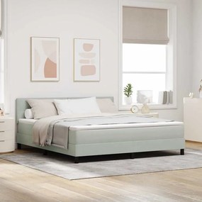 Postel s boxspringem s čelo Světle šedá 180 x 200 cm samet 3339188