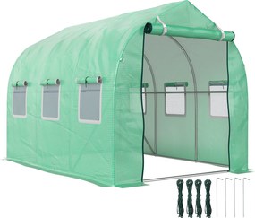 Outsunny Zahradní Skleník 3x2x2 m Tunelový Skleník se 6 Síťovými Okny a Dveřmi pro Zeleninu na Terasu | Aosom