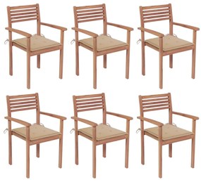 Stohovatelné zahradní židle s poduškami 6 ks masivní teak,  3072575