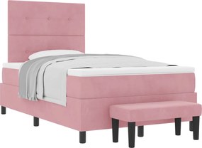 Postel s boxspringem s čelo Růžová 190 x 120 cm samet 3344503