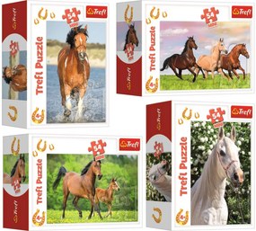 TREFL PUZZLE Koně foto mini 20x13cm skládačka 54 dílků 4 druhy tr54193