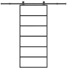 Posuvné dveře s kováním 90x205 cm ESG sklo a hliník 3332831