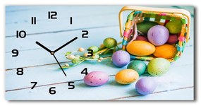 Wallmuralia Skleněné hodiny na stěnu Velikonoční vajíčka 60x30 cm