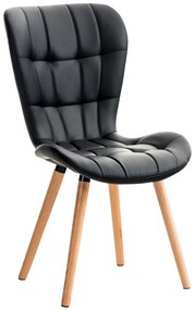 Židle Elda  ~ koženka, dřevěné nohy natura - Černá