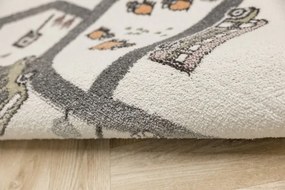 Dětský koberec Lima 9376A uličky, krémový / světle šedý