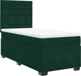 Box spring postel s matrací tmavě zelená 80 x 200 cm samet 3293065