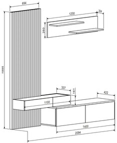 Obývací sestava LAVRIO barva bílá/dub artisan