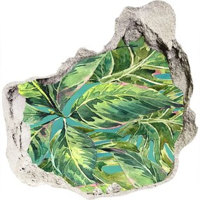 Wallmuralia Nálepka 3D díra na zeď Tropické listí 75x75 cm
