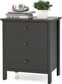 Costway Noční stolek s 3 zásuvkami k pružinové posteli – 56 × 45 × 66 cm