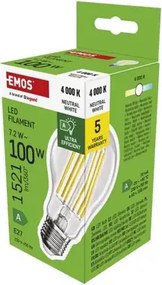 EMOS Filament A60 7,2W E27 neutrální bílá / Žárovka / náhrada za 100 W