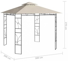 Zahradní altán 3 x 3 m Dekorhome Šedohnědá taupe