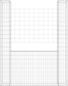Gabionový koš ve tvaru U se 2 sloupky železo 140 x 20 x 200 cm 151289