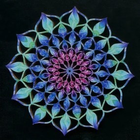 AMADEA Dřevěná dekorace mandala barevná 9 cm