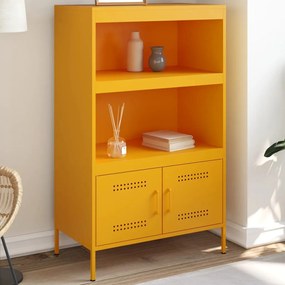 Skříň highboard hořčicově žlutá 68 x 39 x 113 cm ocel