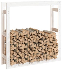 Stojan na dřevo bílý 100x25x100 cm masivní borovice - Default Title