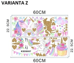 Samolepky na zeď - jednorožci, více variant Varianta: Varianta Z